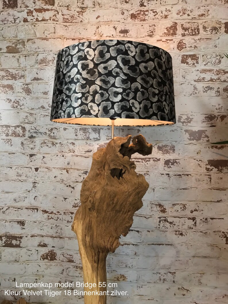 Floor lamp of old oak tree trunk including lampshade | Etsy