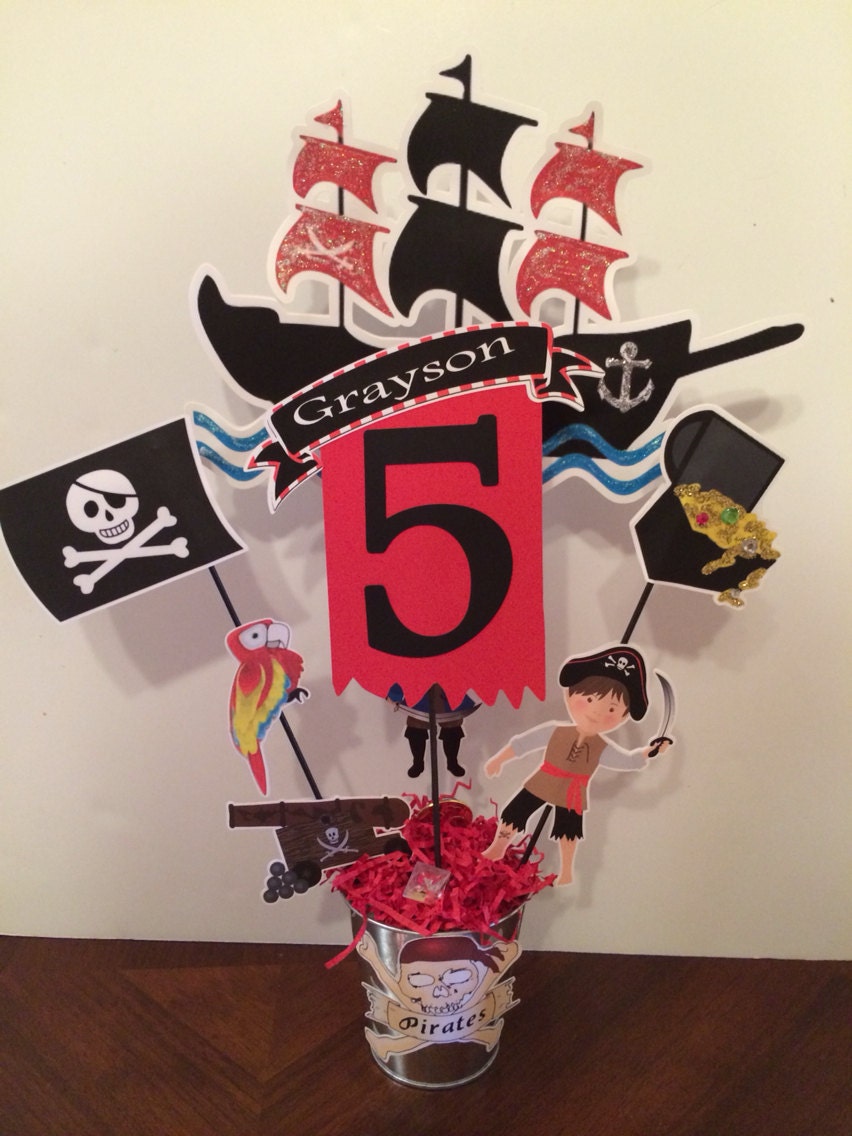 Pirate Theme Centerpiece With Pail Double Sided - Etsy