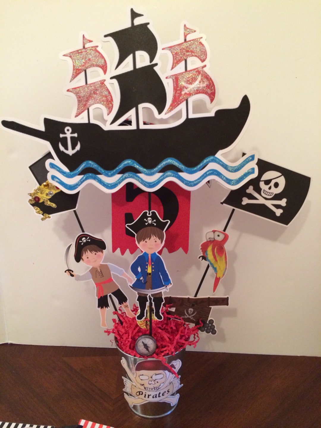 Pirate Theme Centerpiece With Pail - Double Sided - Etsy