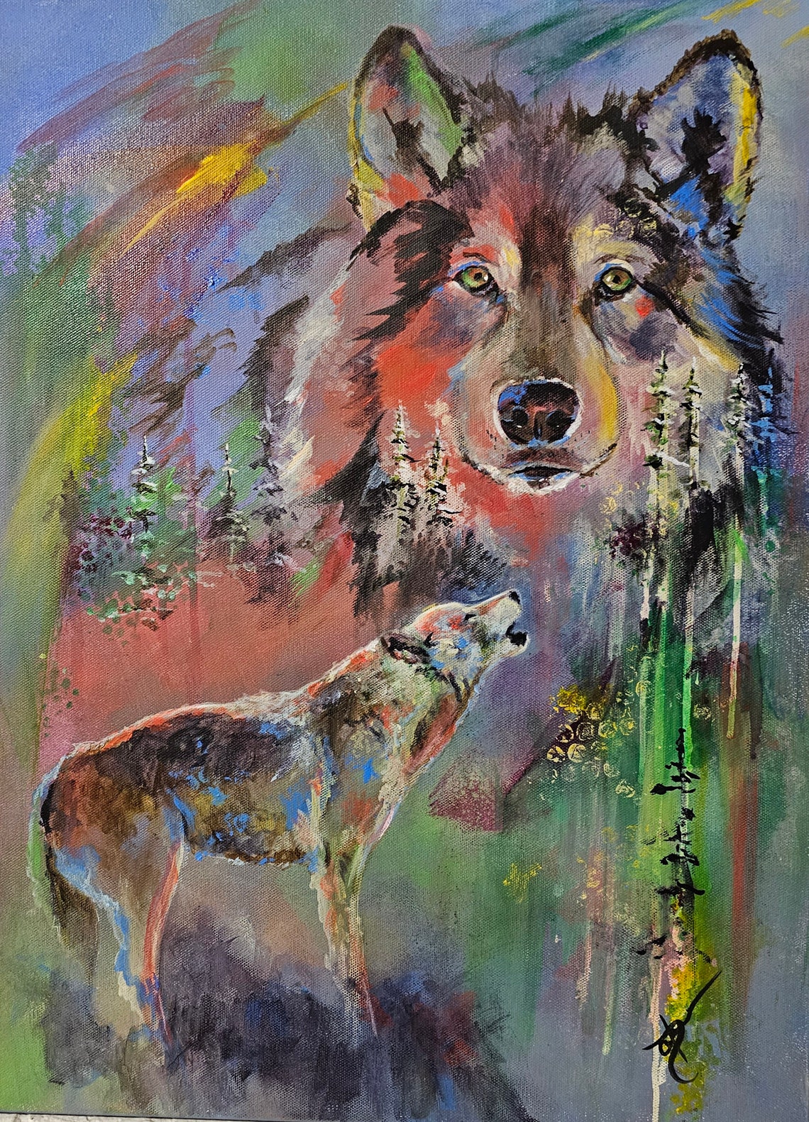 Wolf Painting, Interpretive Expressive Art, the Heart of a Wolf on ...