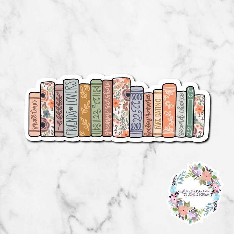 Boho Rom Com Book Shelf Sticker/ Book Lover Sticker/ Book - Etsy