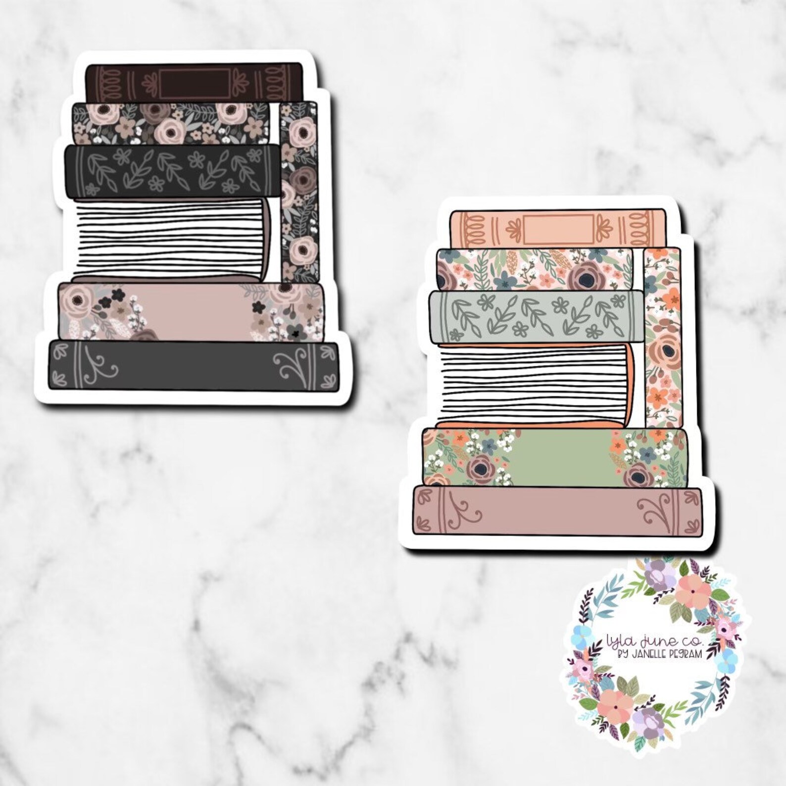 Boho Rom Com Book Stack Sticker / Book Lover / Reader Trope / | Etsy