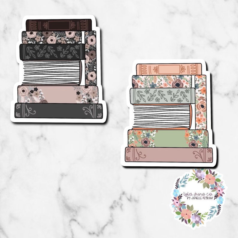 Boho Rom Com Book Stack Sticker / Book Lover / Reader Trope / | Etsy