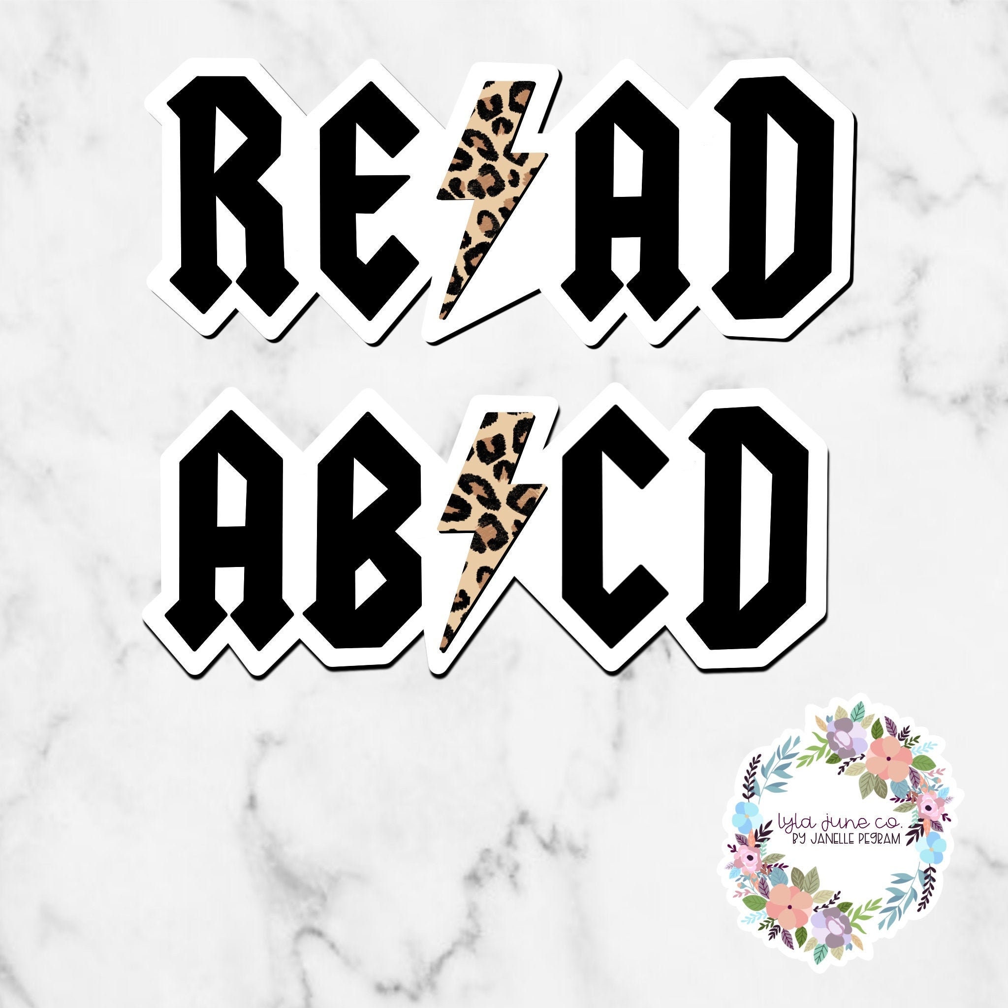 READ//ABCD vinyl teacher sticker/ leopard print/ ACDC inspired | Etsy