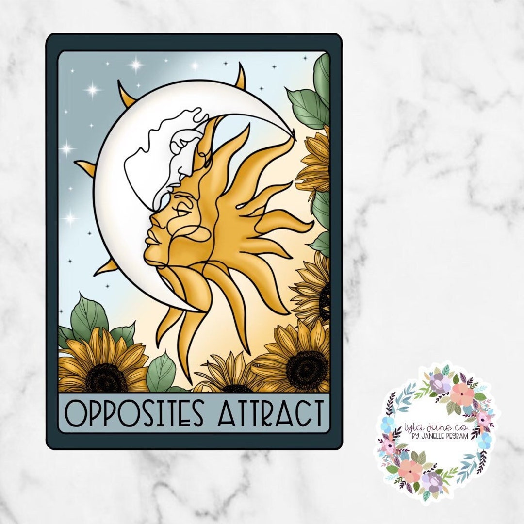 Opposites Attract Romance Tarot Card Trope Sticker/ Book Lover Sticker ...