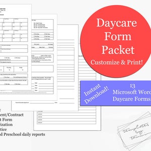 Daycare Form Pack | Daycare Records | Daycare Forms | Editable Daycare ...