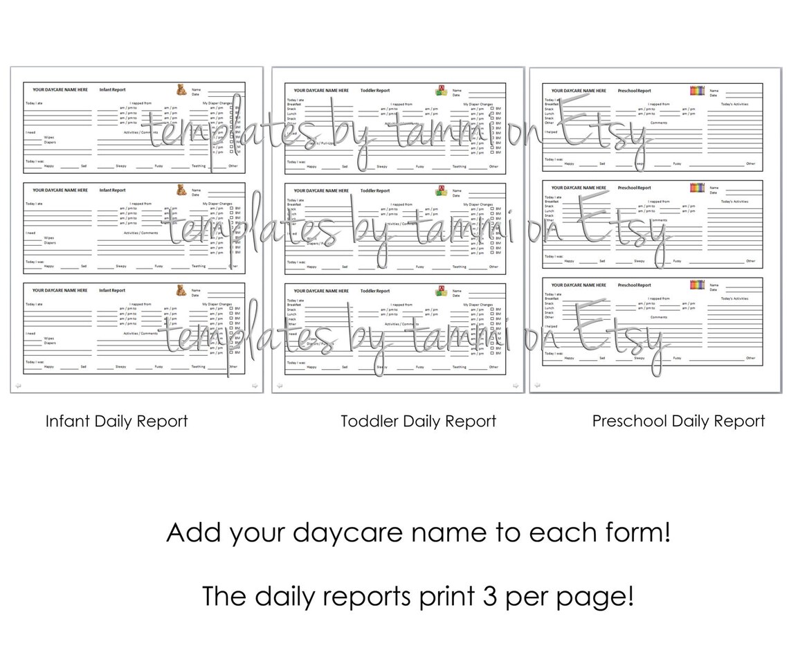 Daycare Form Pack | Daycare Records | Daycare Forms | Editable Daycare ...