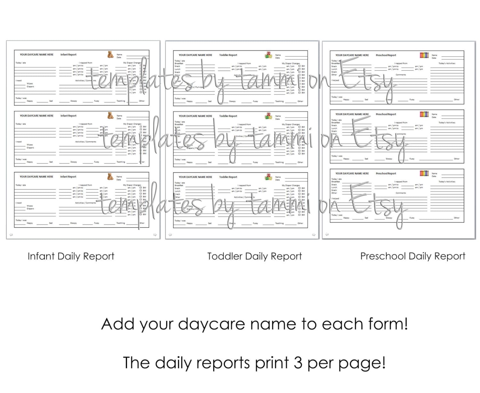 Daycare Form Pack | Daycare Records | Daycare Forms | Editable Daycare ...