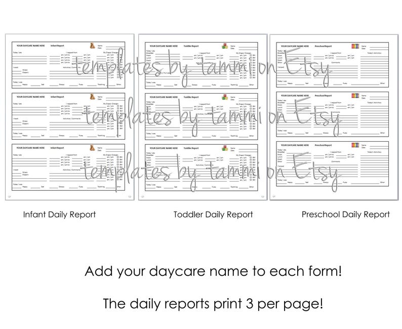 Daycare Form Pack | Daycare Records | Daycare Forms | Editable Daycare ...
