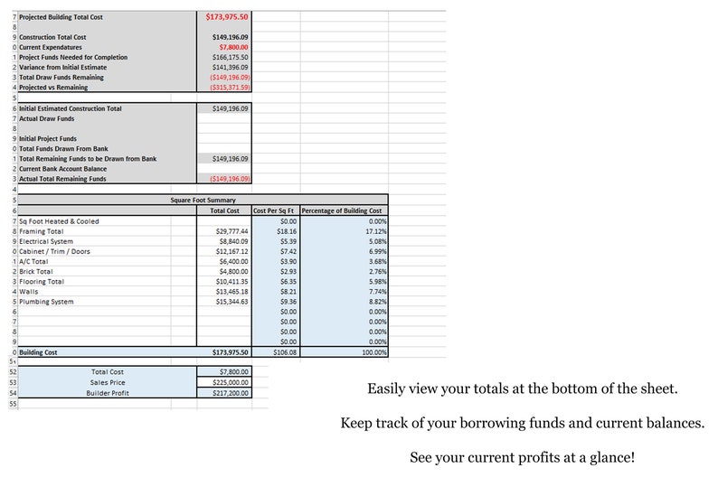 Excel Home Builder's Estimate | Excel Contractor's Estimate ...