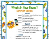 Summer Whats in Your Phone Party Game Phone Game for Adults - Etsy