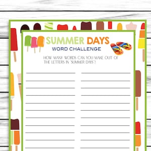 Summer Word Challenge, Party Game, Word Find Game, for Adults Kids ...