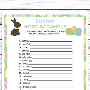 Easter Word Scramble, Easter Party Game, Easter Family Game, Word ...