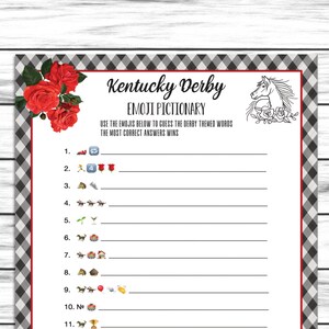 Kentucky Derby Emoji Game, Emoji Pictionary, Party Game, Emoji Game ...