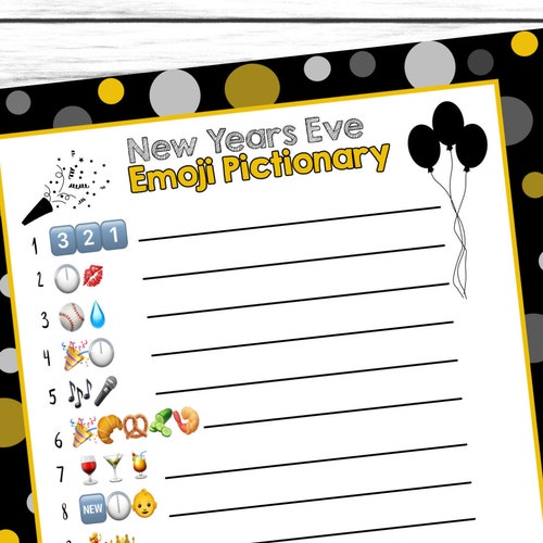New Years Emoji Pictionary Game Printable or Virtual Holiday - Etsy UK