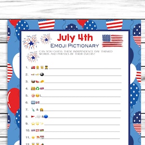 July 4th Game, Emoji Pictionary, Party Game, Emoji Game, for Adults ...