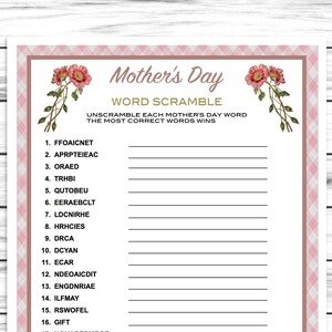 Mothers Day Word Scramble, Kids or Adults Party Game, Word Game Virtual ...