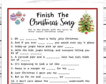 Christmas Song Quiz Trivia Game, Printable Holiday Party Game Kids ...