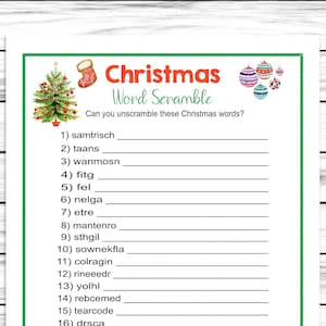 Christmas Word Scramble Game, Printable or Virtual Holiday Party Game ...