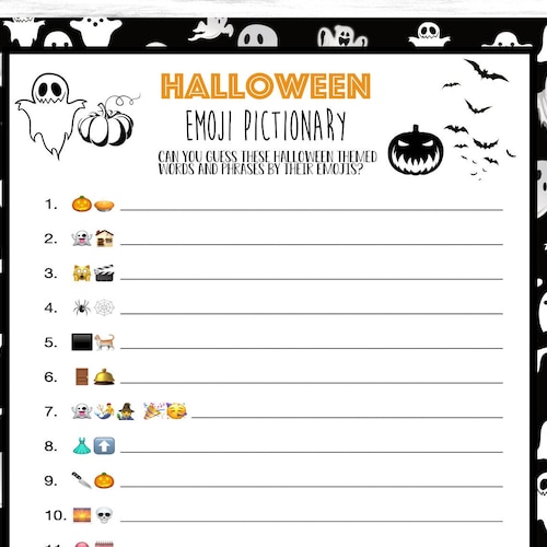 Halloween Emoji Pictionary Party Game Halloween Picture - Etsy