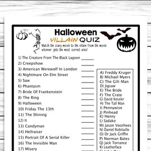 Halloween Villain Quiz Game, Virtual or Printable Halloween Costume ...