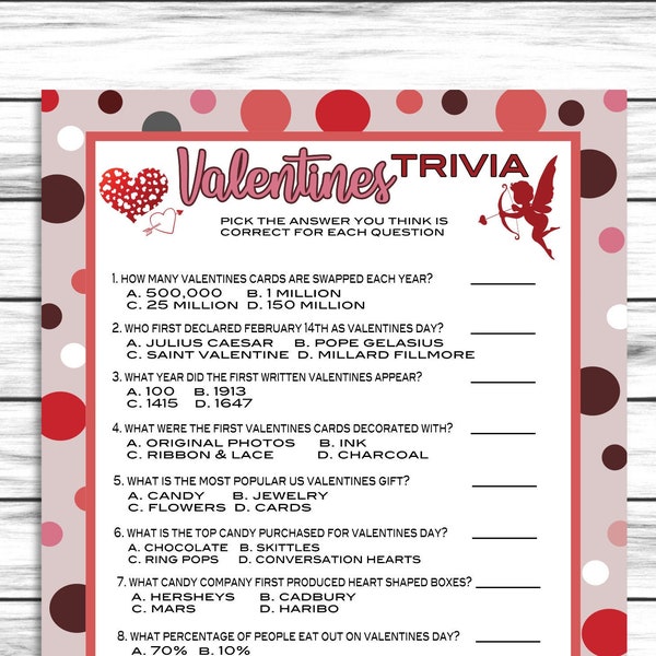 Valentines Day Trivia Etsy