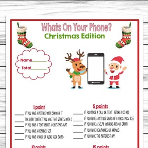 Christmas Whats in Your Phone Game, Printable or Virtual Holiday Party ...