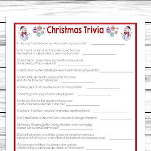 Christmas Trivia Quiz Game, Printable or Virtual Holiday Party Game for ...