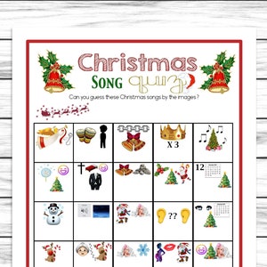 Christmas Song Quiz Trivia Game, Printable or Virtual Holiday Party ...