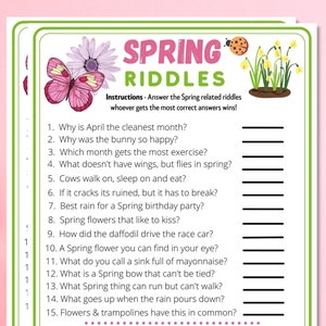 Spring Riddles Printable Quiz | Fun Activity Idea for Adults & Kids ...