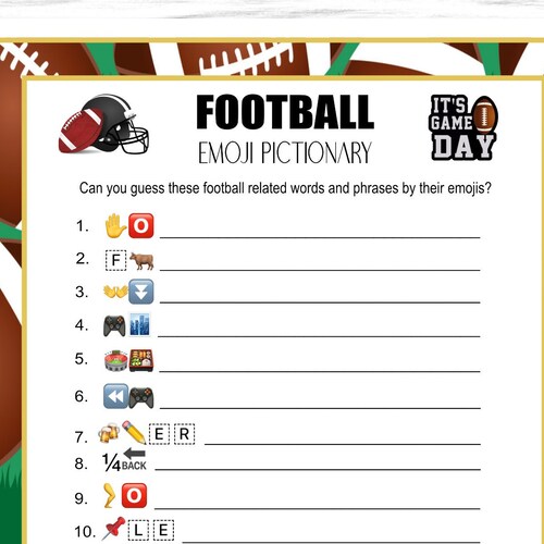 Football Guessing Game Printable or Virtual Football Party - Etsy Canada