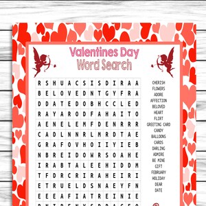 Valentines Day Game, Word Search, Valentines Game, Valentines Party ...