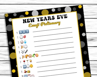 New Years Eve Emoji Pictionary Game, New Years Party Game Activity, New ...