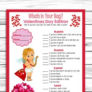 Valentines Day Game Whats in Your Bag Valentine Party Game - Etsy