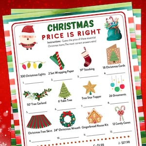 Christmas Guess Price Game, Printable or Virtual Xmas Day Quiz for Kids ...
