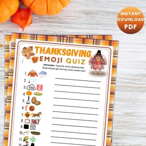 Emoji Pictionary Printable Thanksgiving Game Virtual Turkey - Etsy