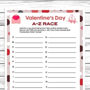 Valentines Day A-Z Word Game, Virtual or Printable V-day Party Game ...