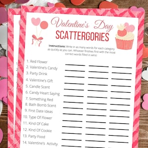 Scattergories Word Trivia Game -classroom Office Valentines Day Party ...