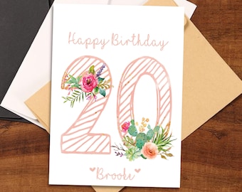 20th Birthday Card | Etsy