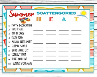 Printable Summer Scattergories Party Game for Family Game - Etsy