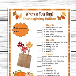 Thanksgiving Bag Purse Game, Printable or Virtual Turkey Day Quiz for ...
