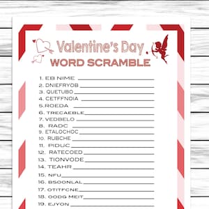 Valentines Day Word Scramble Game, Virtual or Printable V-day Party ...