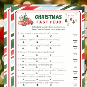 Printable Christmas Friend Feud Game,holiday Party Quiz Kids & Adults ...
