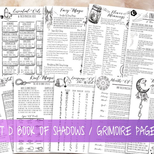 Witchcraft Basic Printable Grimoire Pages Book of Shadows - Etsy