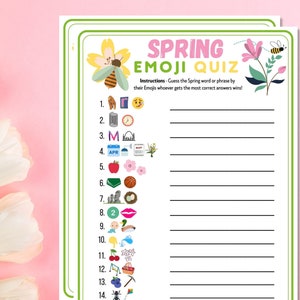 Spring Emoji Game Printable Quiz | Kids Adults Fun Party Idea Activity ...