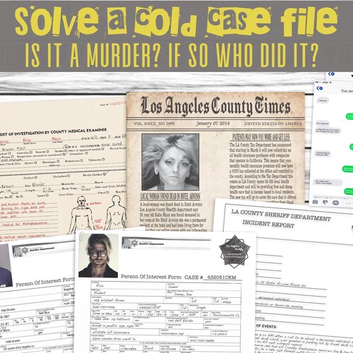 Murder Mystery Cold Case File Printable or Virtual Game Solve | Etsy