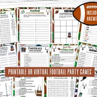 12 Printable or Virtual Football Party Games for Kids & Adults, Favors ...