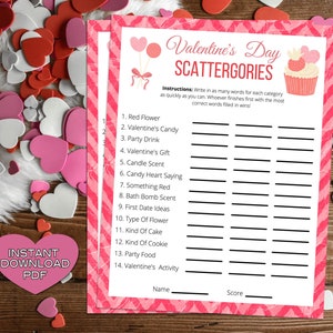 Scattergories Word Trivia Game classroom Office Valentines Day Party ...