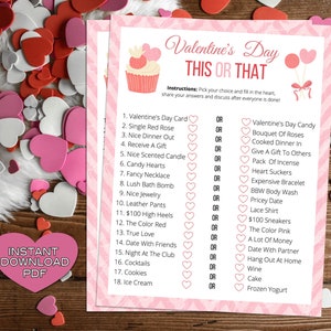 Valentines This or That Game -classroom Office Valentines Day Party ...