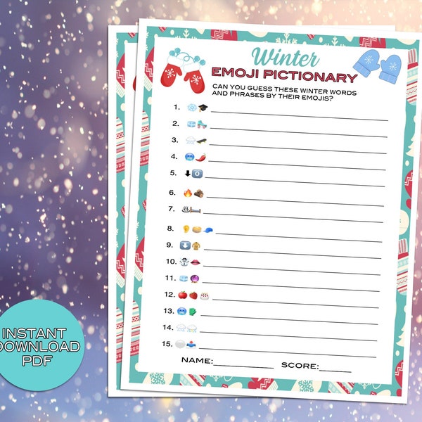 Winter Emoji Pictionary - Etsy